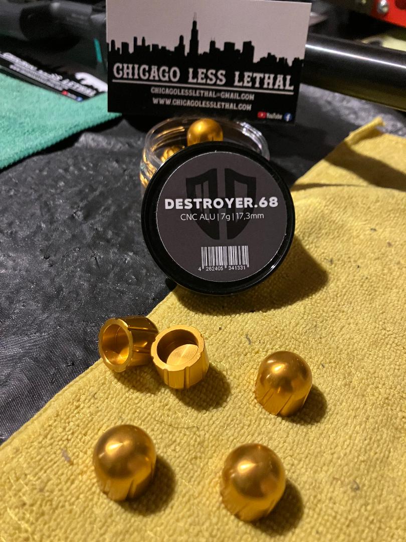 DESTROYER .68 CALIBER SHAPED PROJECTILE ~GOLD | Chicago Less Lethal